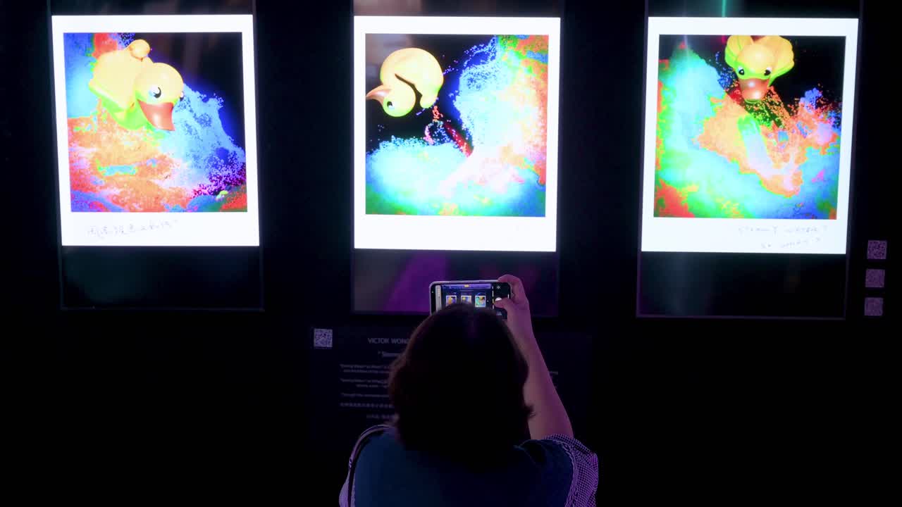 A Chinese Visitor Takes Pictures Of NFT Crypto Art Artworks, Non ...