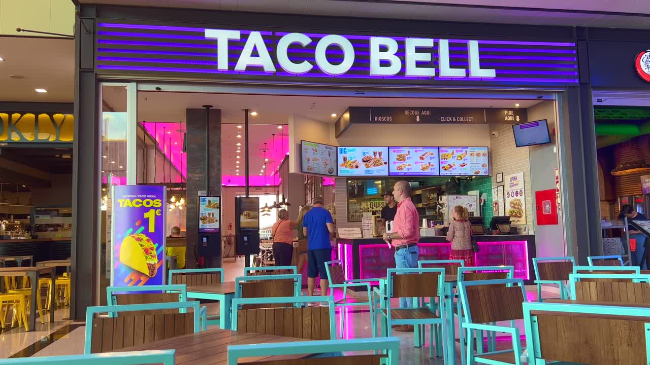 Taco Bell In La Canada Shopping Mall In Marbella Spain, People Waiting ...