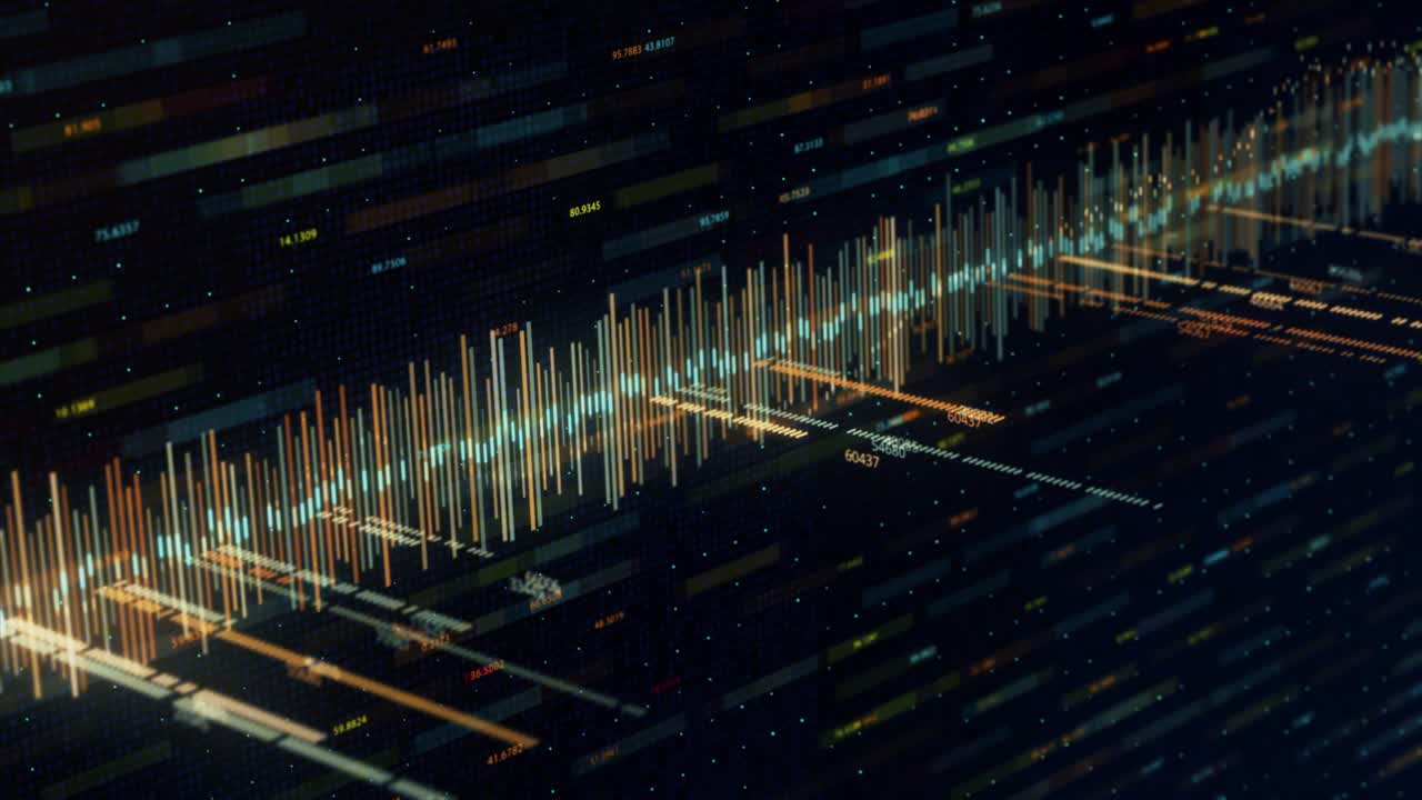 Premium stock video - Abstract data visualization with soundwave and ...