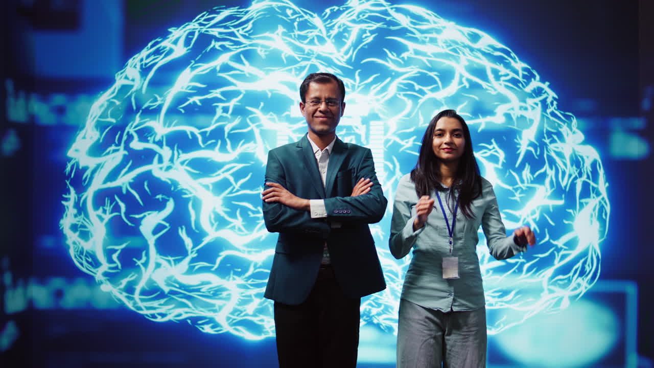 Premium stock video - Admins using artificial intelligence computing simulating human brain