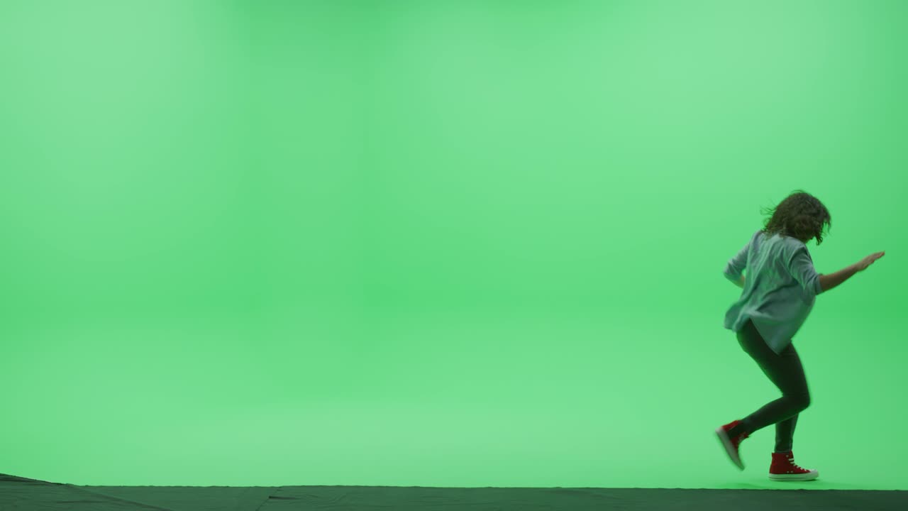 Green Screen Chroma Key Studio: Beautiful Teenage Girl Wearing Stylish ...