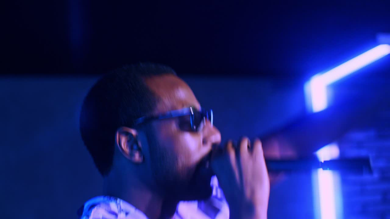 Black african male man artist singer rapper showman performs on the ...