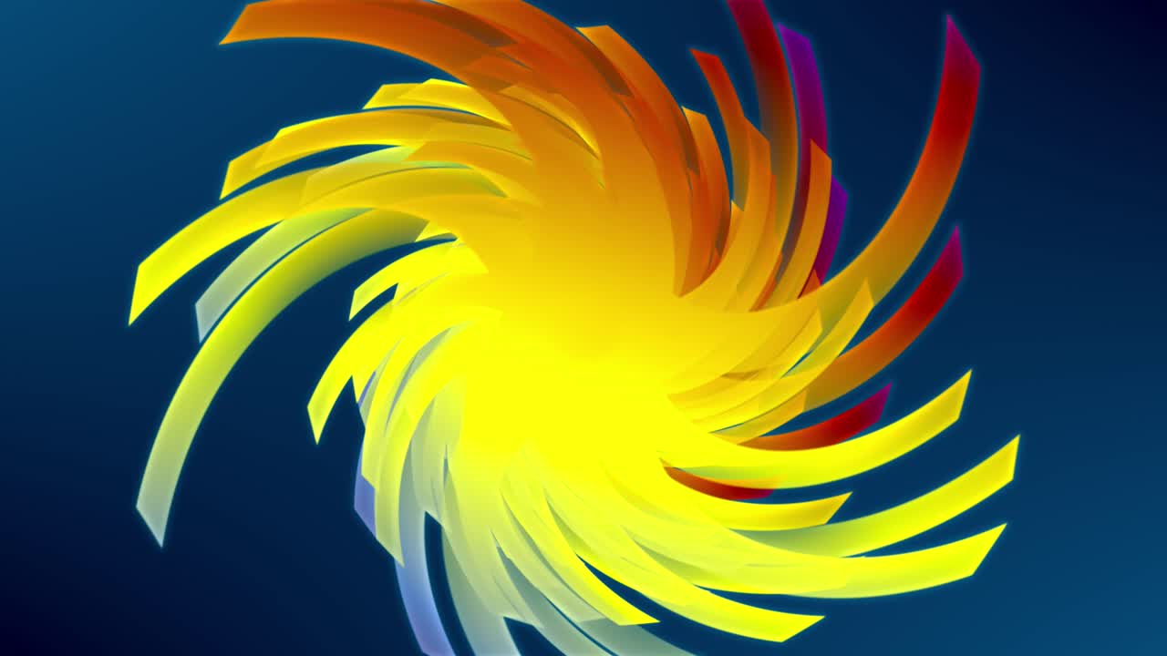 Rainbow String Swirl Rotating Clockwise On Blue Background In A ...