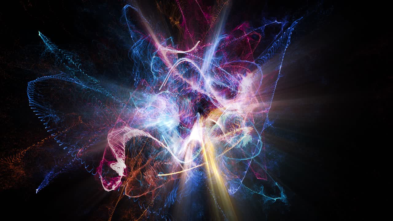 Free stock video - Atomic particles collide, spin and shine (loop) 2