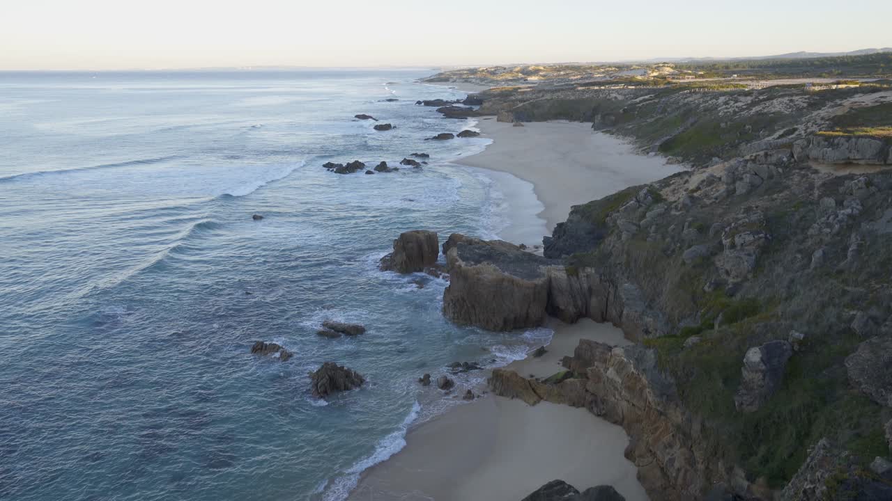 Praia Do Malhao Beach View At Sunrise, In Portugal Free Stock Video ...