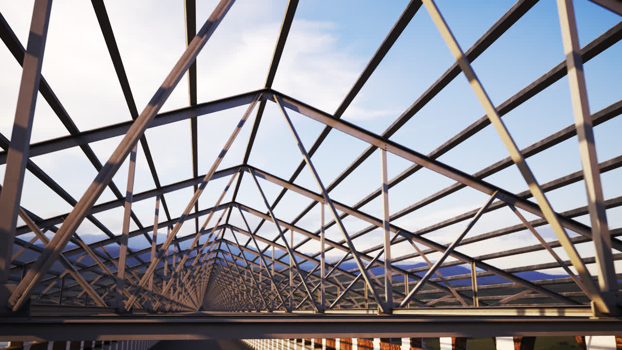 Premium stock video - Steel truss construction