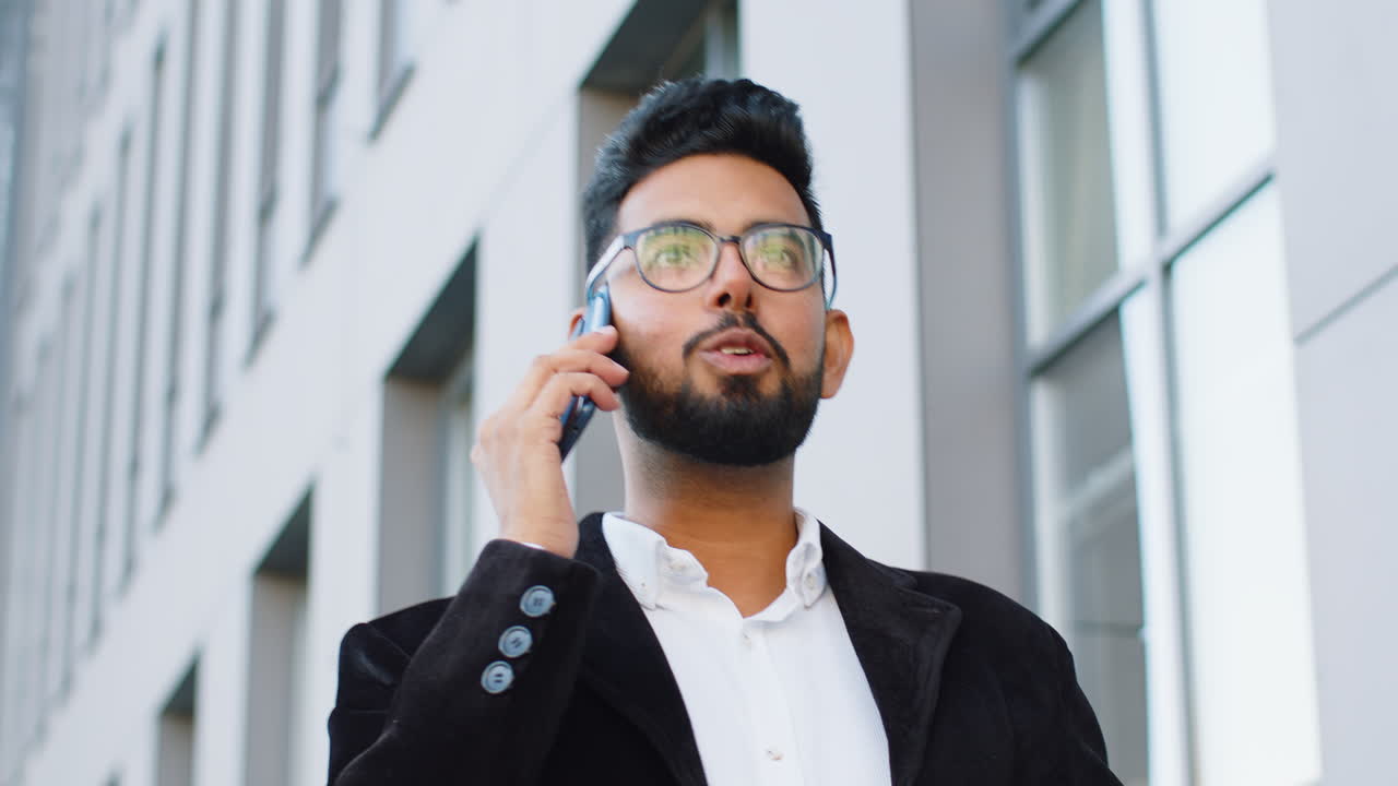 Happy surprised man involved in pleasant conversation phone call good ...