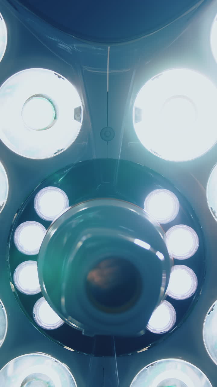 Bright medical lightning from the ceiling in clinic. Medical lamp ...