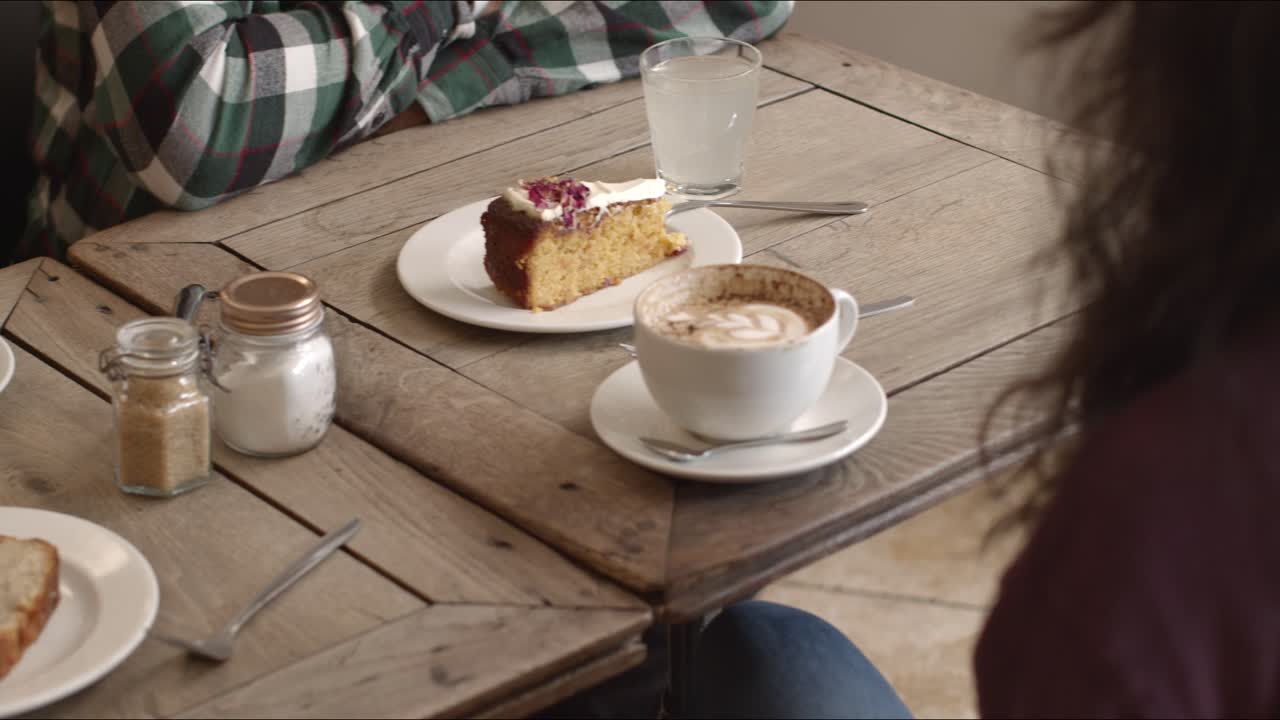 Cafe Table with Coffee and Cakes | Free Stock Video Footage