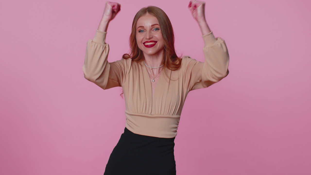 Premium stock video - Girl wish for good luck and becoming surprised ...