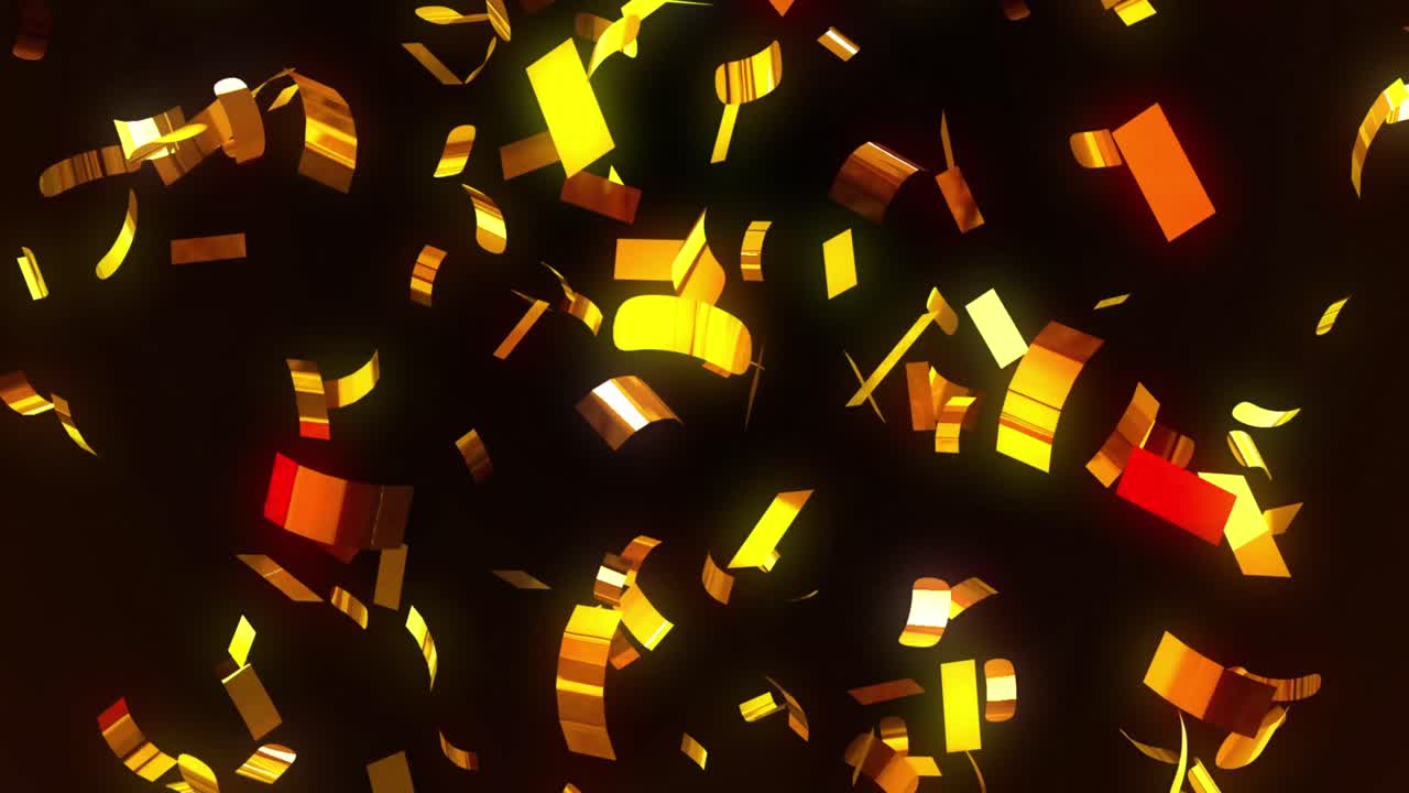 Premium stock video - Animation of confetti falling over black background