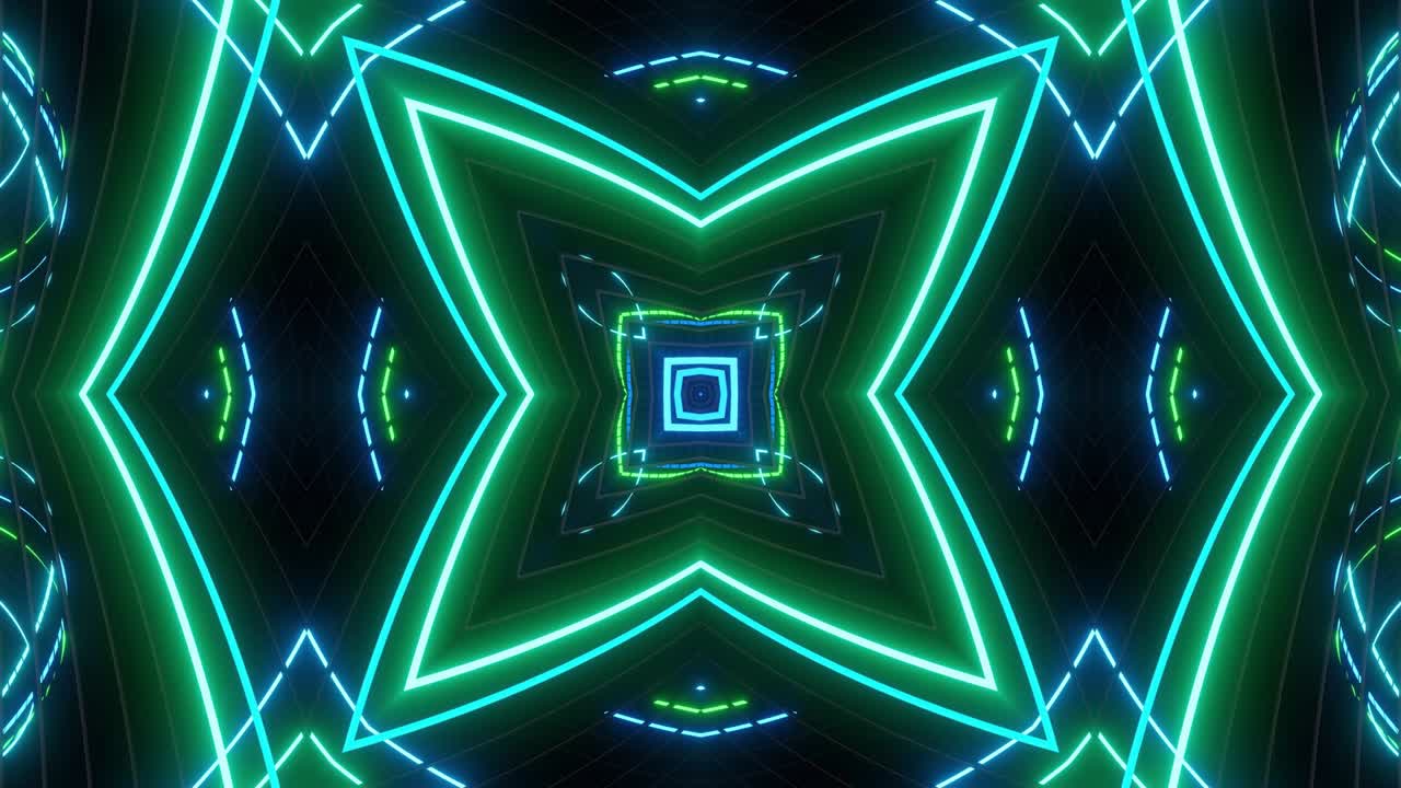 Abstract symmetrical composition, 3d elements light up like bulbs with ...
