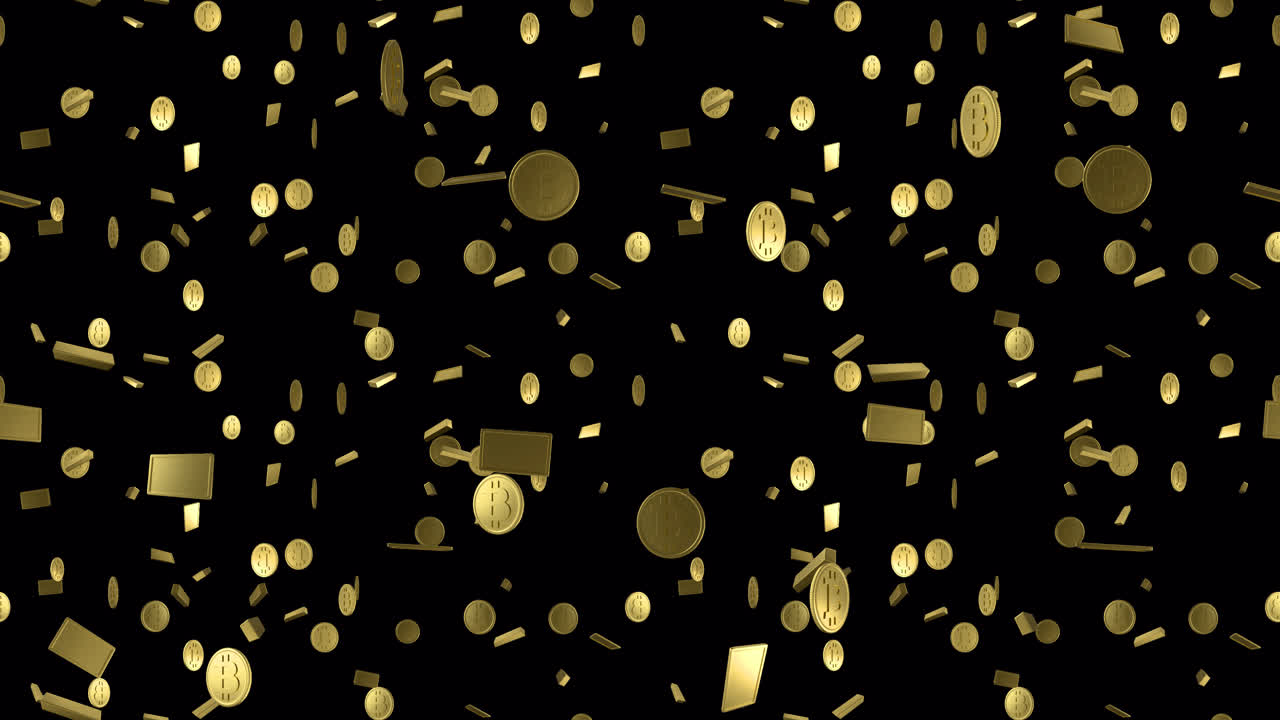 Gold Bar Bullion and Bitcoin Loop Tile falling with alpha | Premium ...