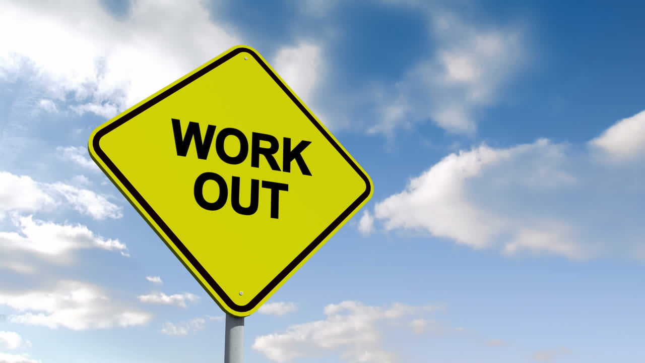 Work Out Sign Against Blue Sky Free Stock Video Footage Download Clips