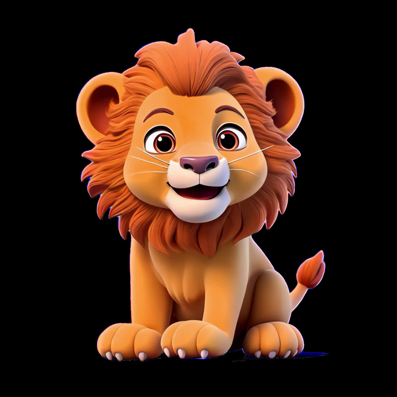 Cute animated lion cub animation isolated asset, transparent 4K video ...