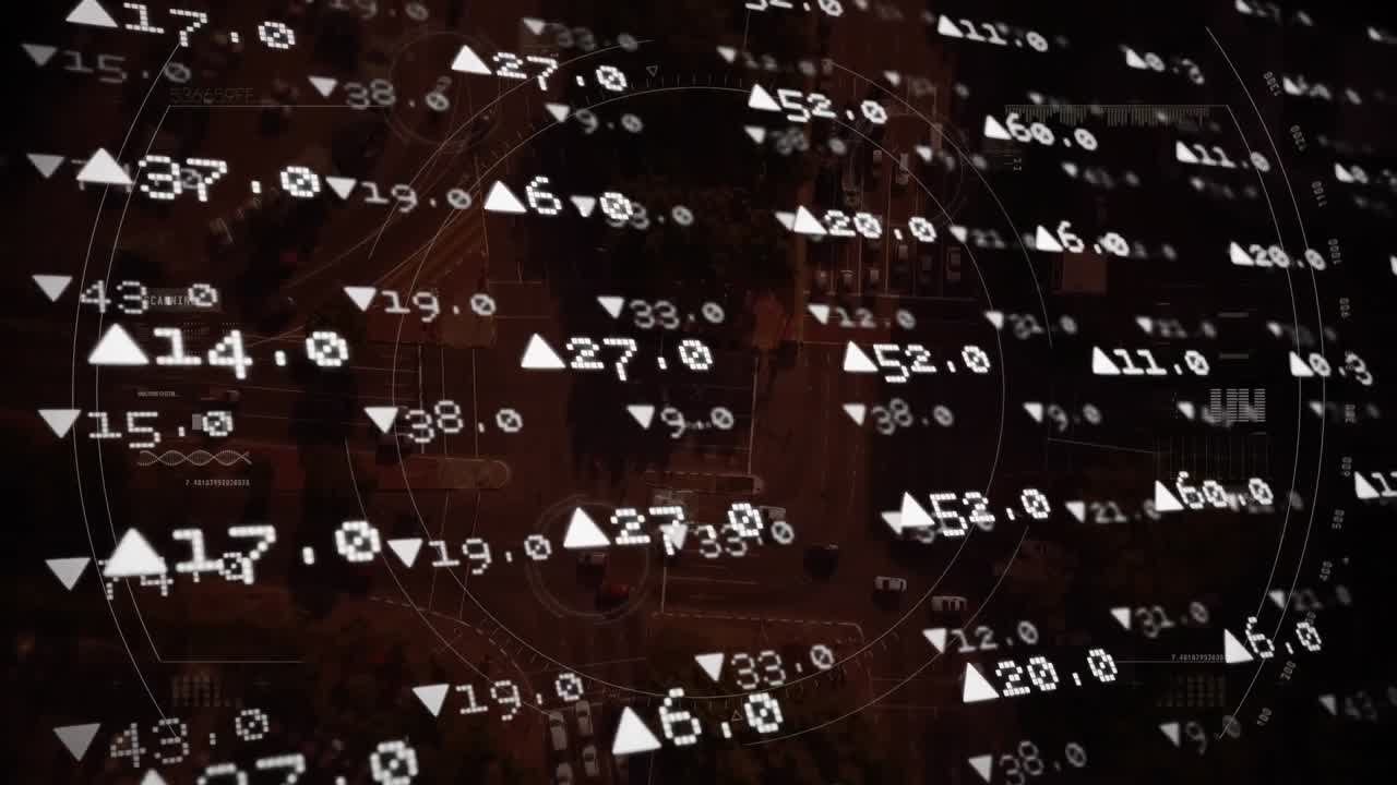 Premium stock video - Animation of scopes scanning and financial data ...