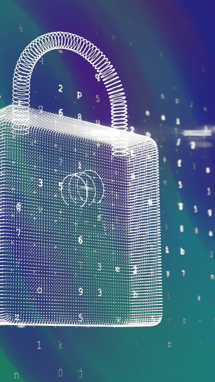 Animation of digital padlock over background with changing colours ...