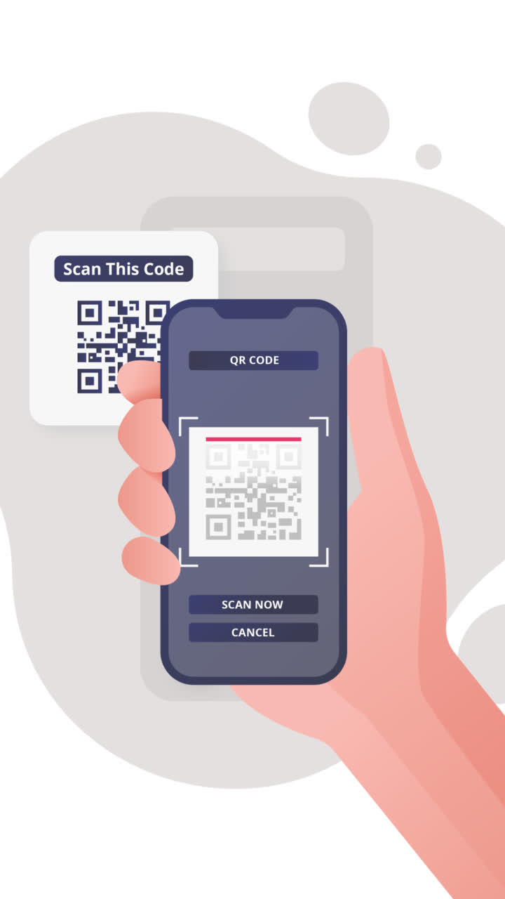 Motion Graphic Of Illustration Of Person Scanning A Qr Code With A ...