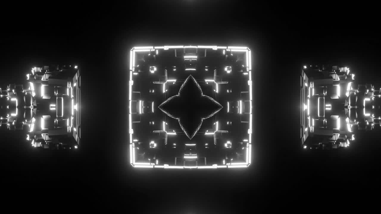 3d Quader, Cubic And Star Shapes Of Flickering Metallic Silver Lights ...