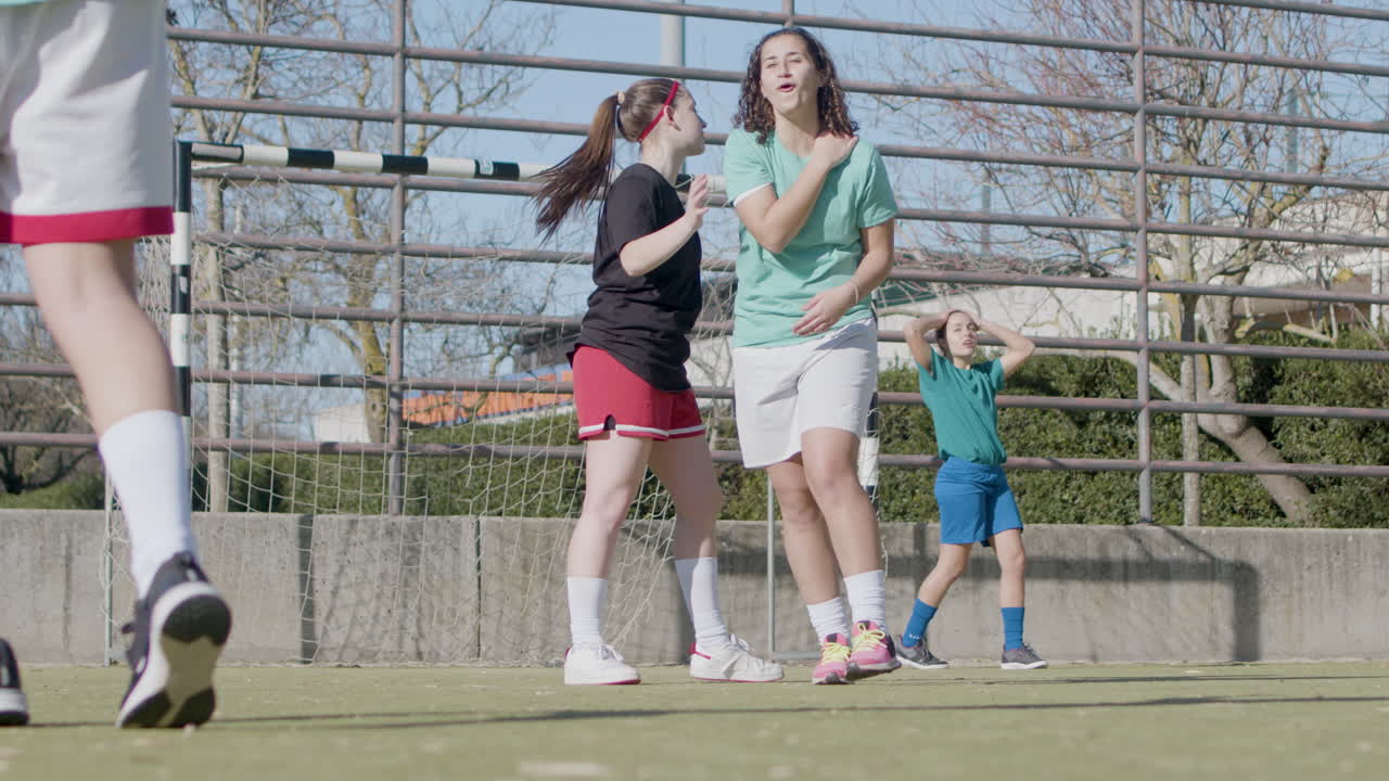 Low angle shot of teenage girl making penalty kick Free Stock Video Footage