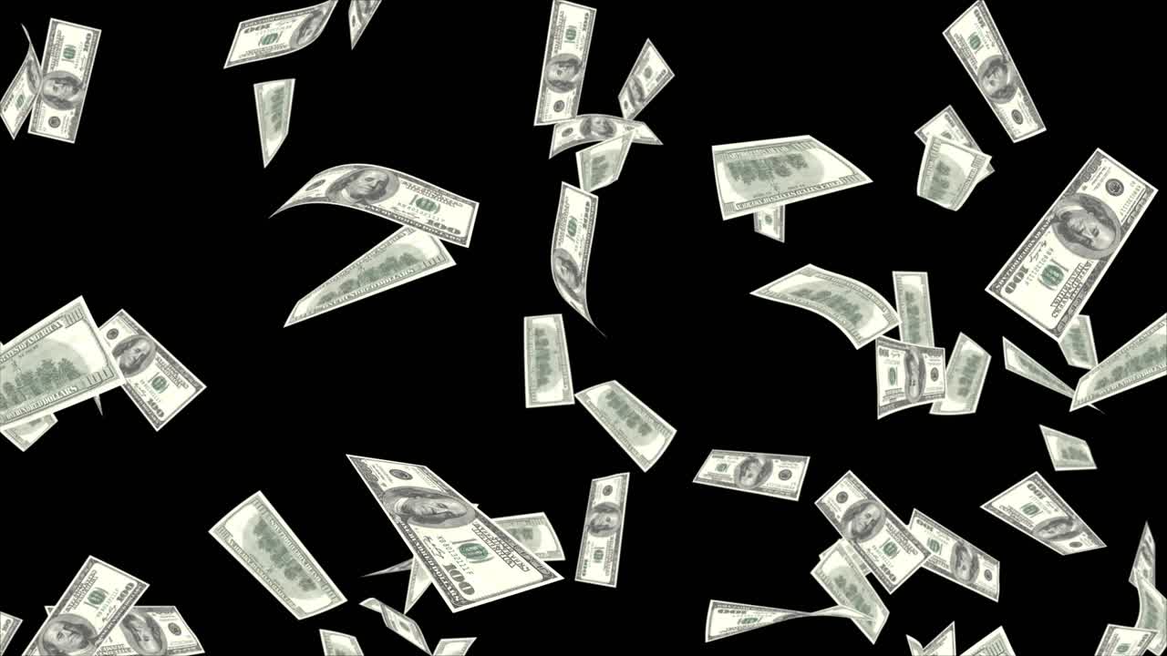 Falling dollar banknotes seamless loop animation background included ...