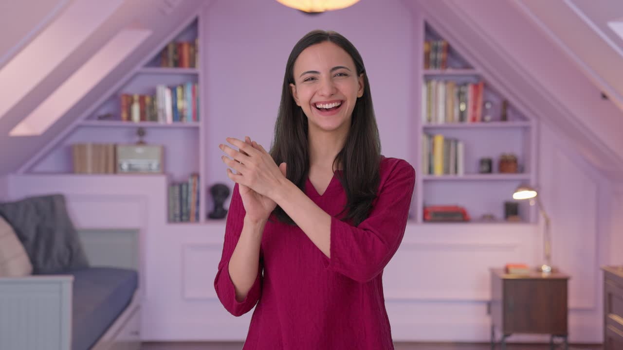 Happy Indian Woman Clapping And Appreciating Free Stock Video Footage ...