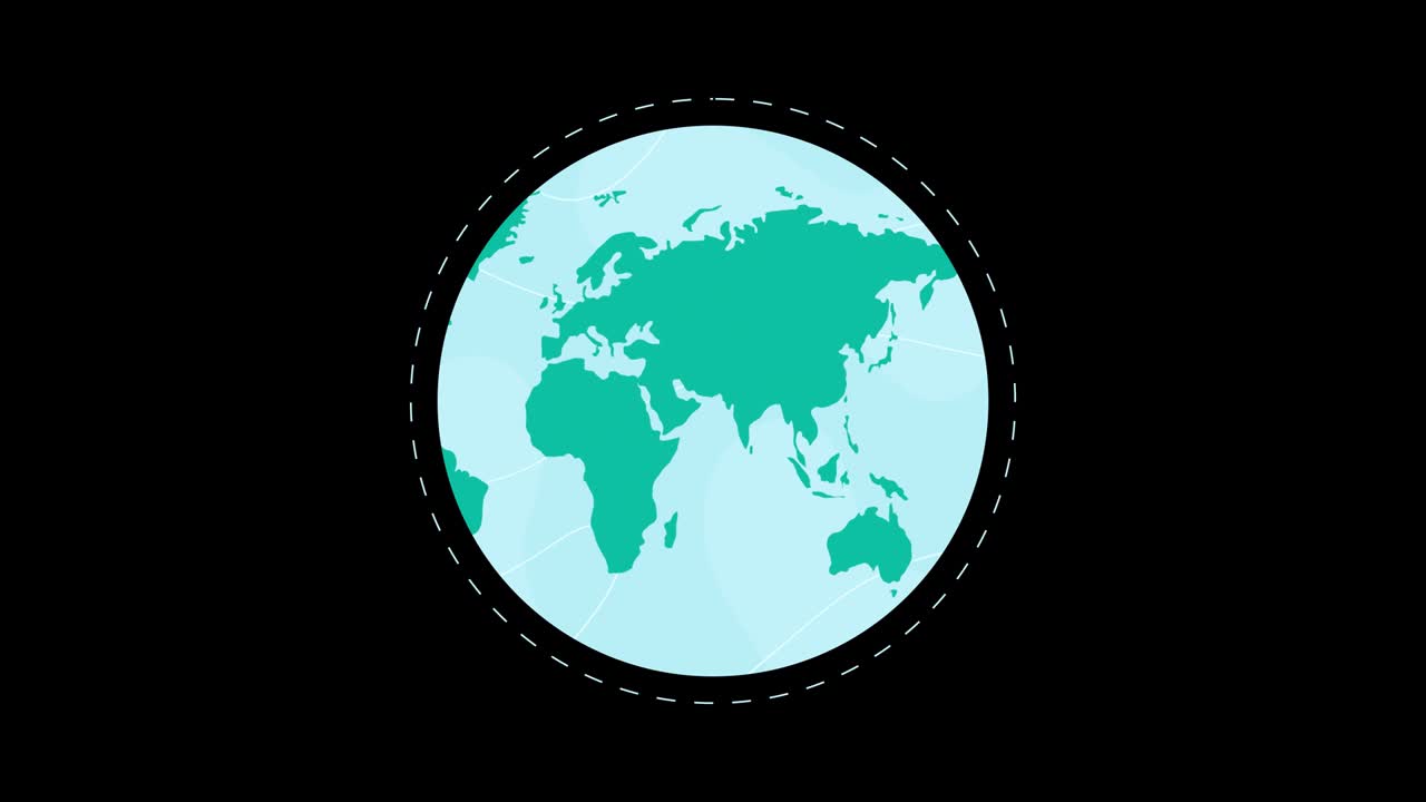 Globe spinning animation with ALPHA channel. 2d flat cartoon style ...