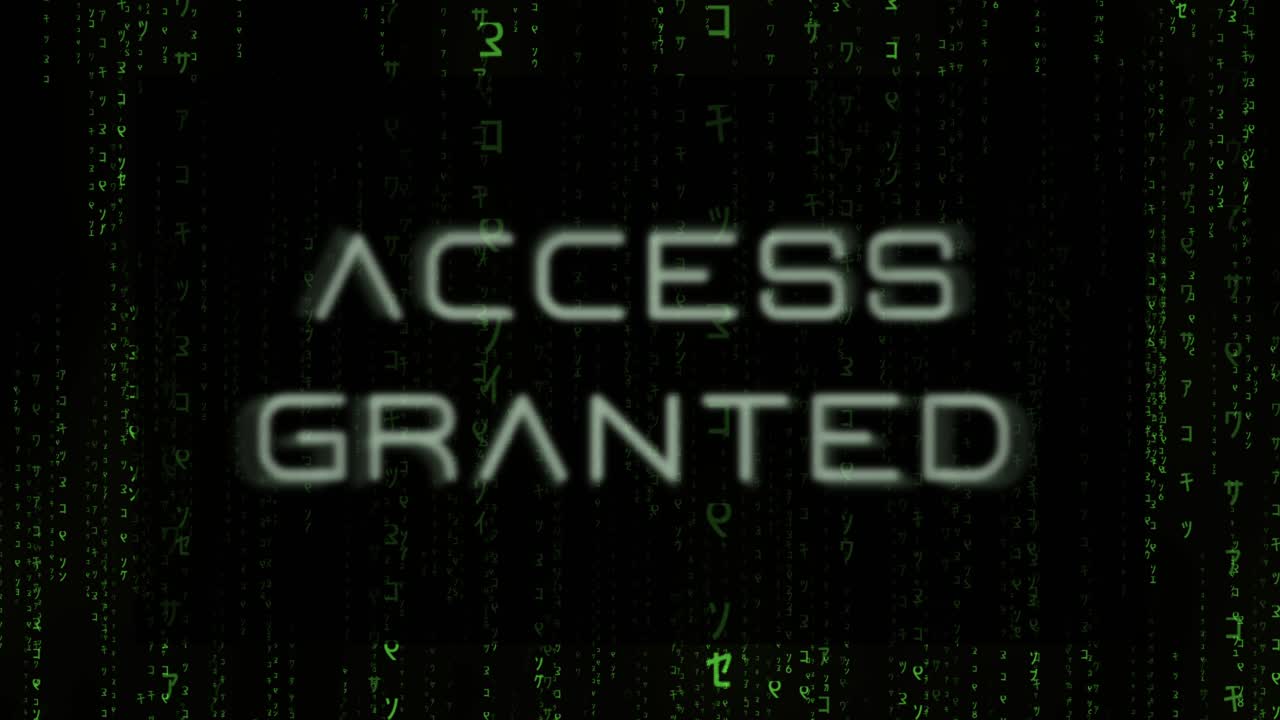 Premium stock video - Access granted - matrix style hacker background