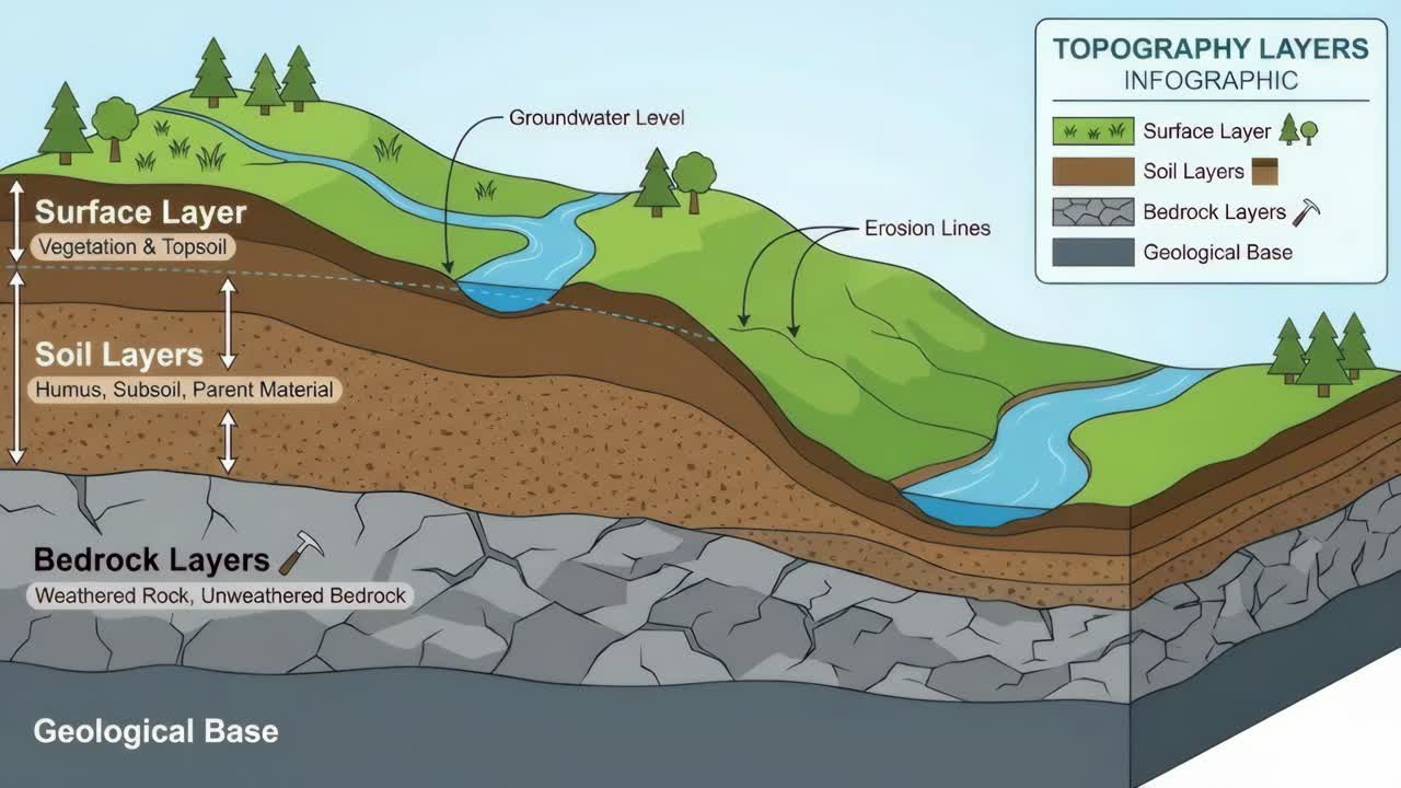 Topography Layers Infographic | Premium Stock Video Footage