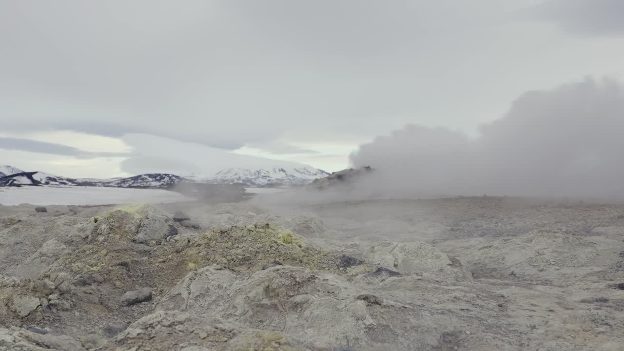 Strong Wind Blow Hot Vapor From Steam Vent In Overcast Day In Iceland ...