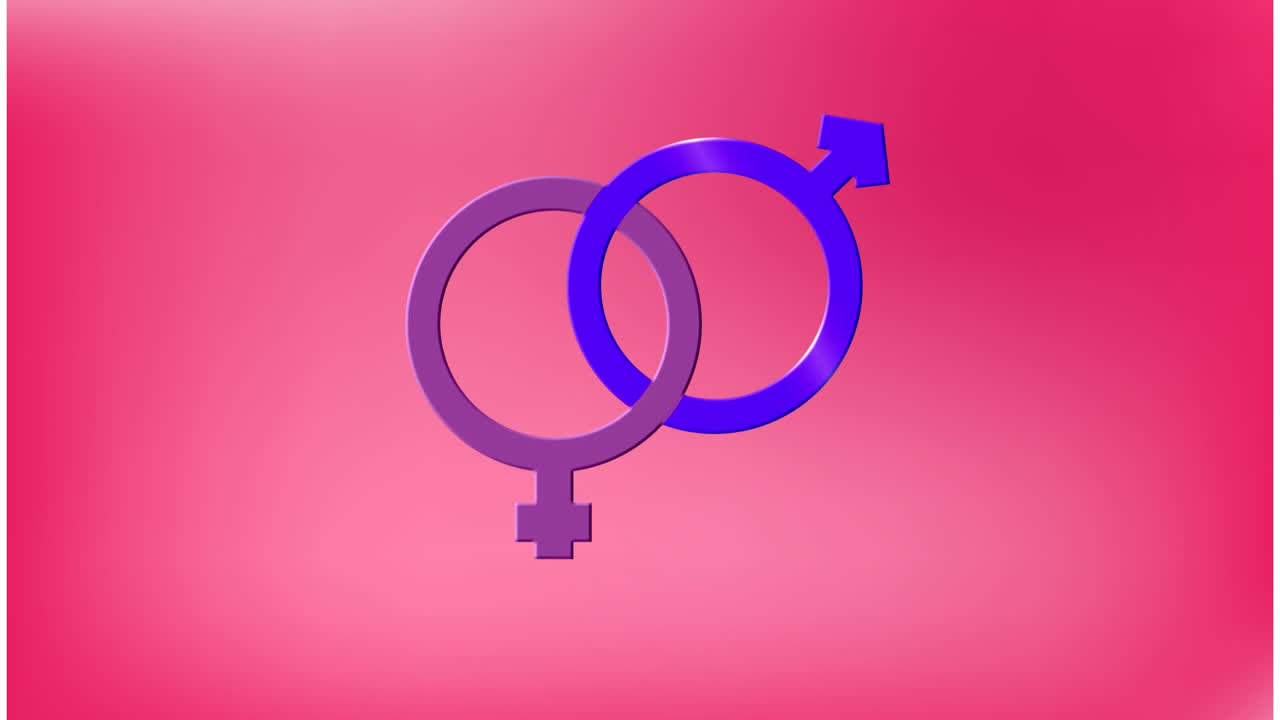 Premium stock video - Animation of heterosexual symbol over pink background
