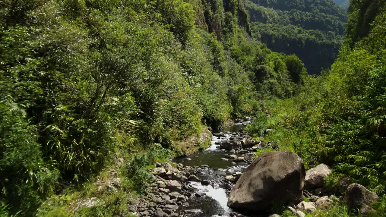 Vidéo de stock Premium - Vue aérienne au fond d'un ravin à midi à l'île ...