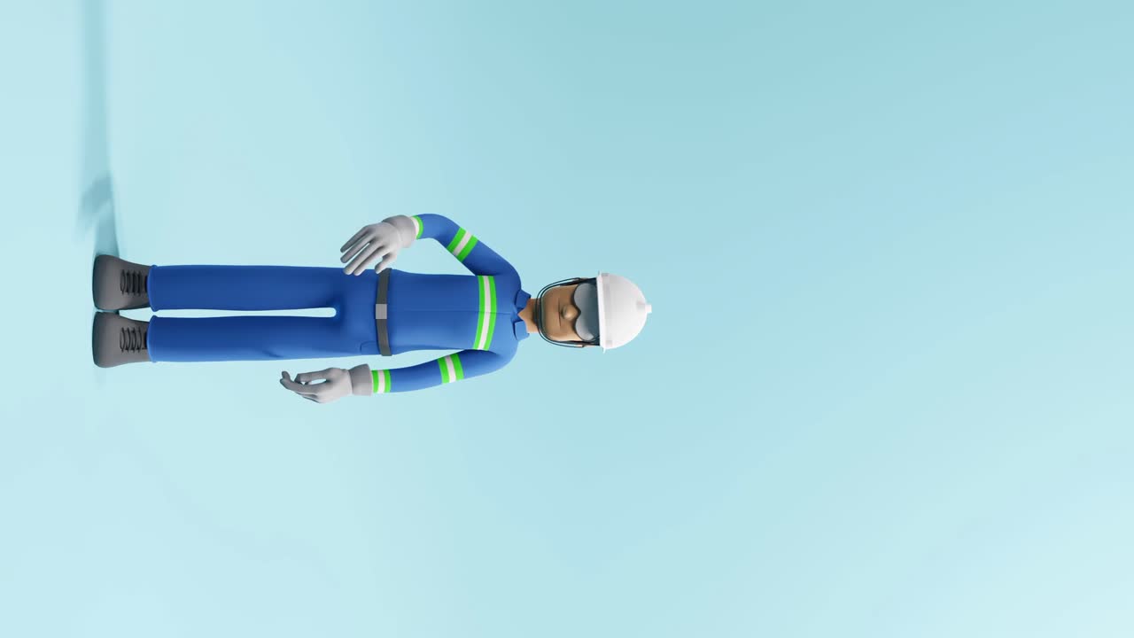 Premium stock video - Vertical 3d animation of a construction worker ...