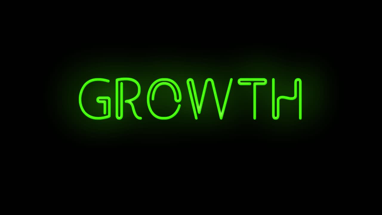 Premium stock video - Flashing neon green growth sign on black ...