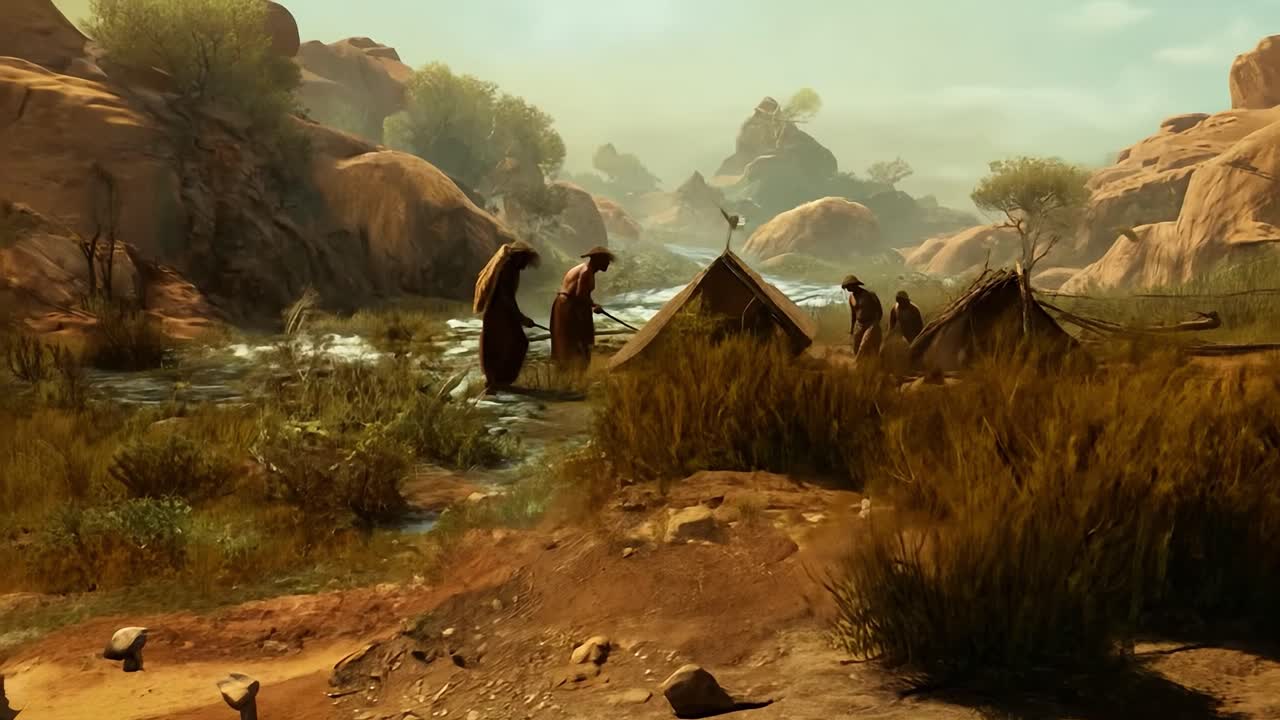 Primitive Tribe Building a Camp | Premium Stock Video Footage