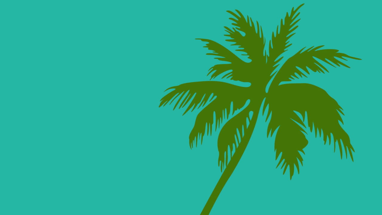 Premium stock video - Animation of palm tree icon over shapes