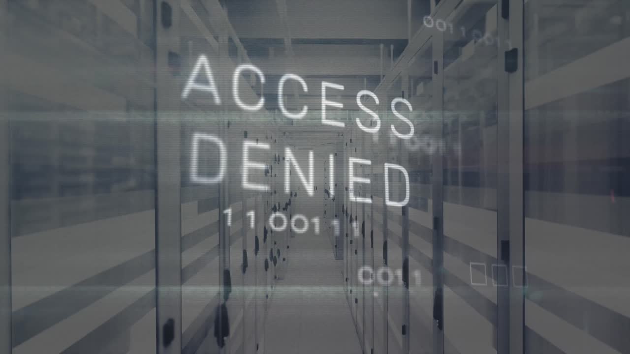 Premium Stock Video Animation Of Access Denied Text In Circuit Board Pattern And Binary Codes