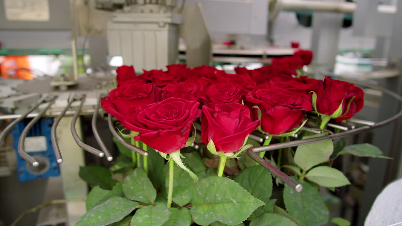 Red Roses In Automatic Bunching Machine Free Stock Video Footage ...