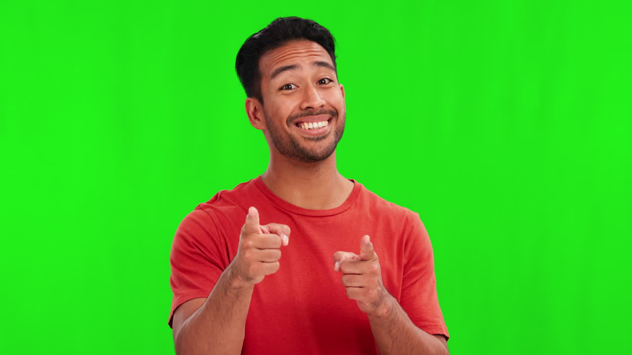 Green Screen, Yes And Man Face With Hand Pointing Free Stock Video ...
