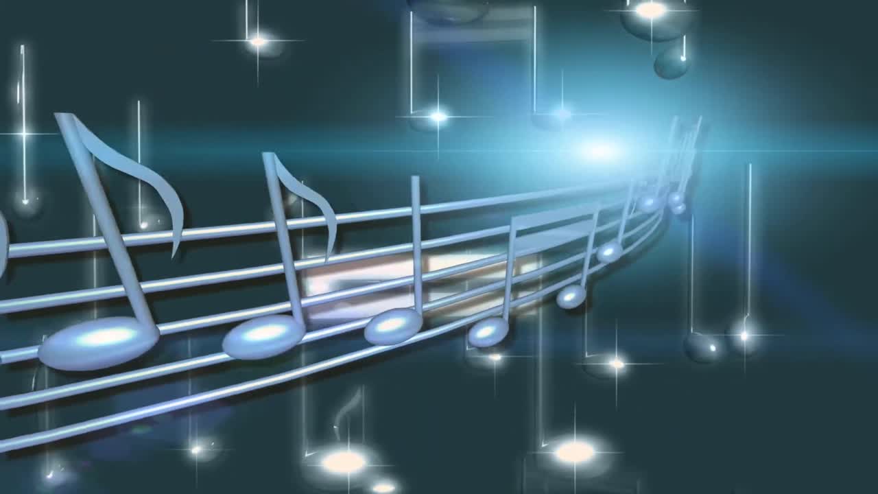 Premium stock video - Musical notes flowing in a circle.flowing music notes