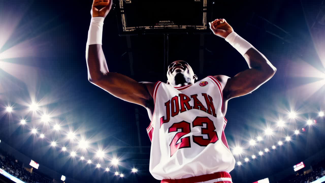 Michael Jordan Celebrating a Basket | Premium Stock Video Footage