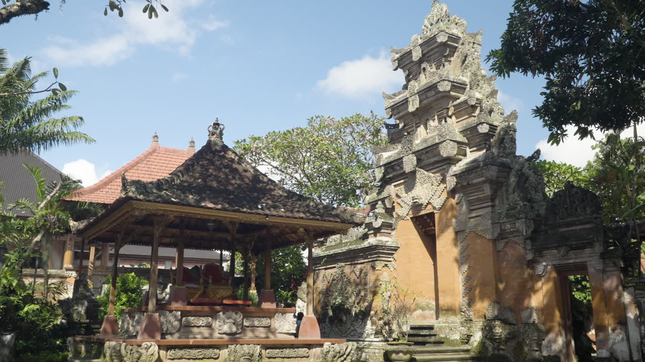 Ornamented Angkul Doors and Pavilion with Royal Chair Inside Ubud ...
