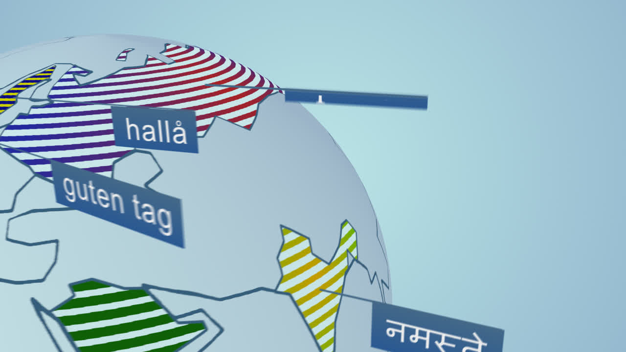 Premium stock video - Earth globe with the politic map. word “hello” in ...