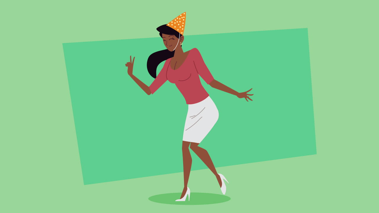 Afro woman celebrating avatar character animation | Premium Stock Video ...
