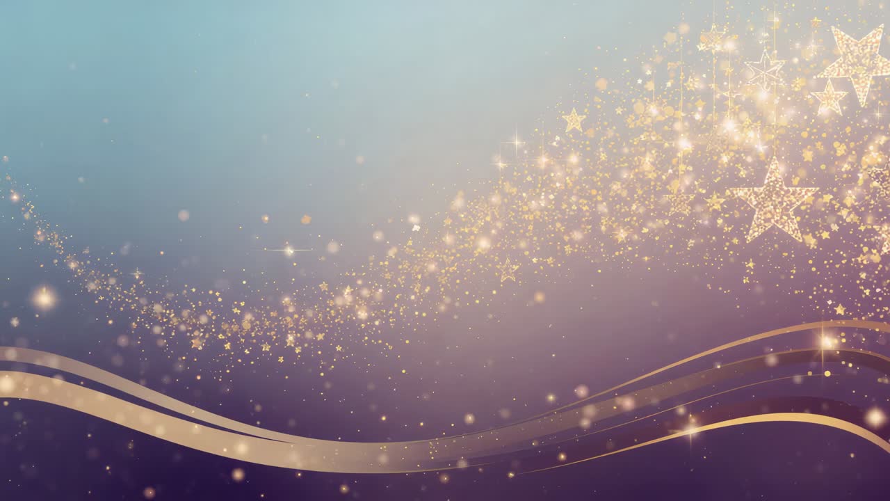 Sweeping gold stream from left across teal, feeding into star cluster ...