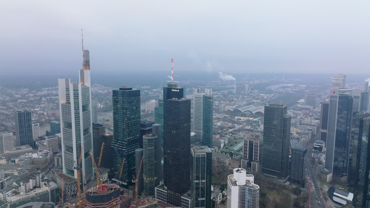 Financial And Economic Centre With Modern High Rise Buildings With Glass Facades. Elevated View ...