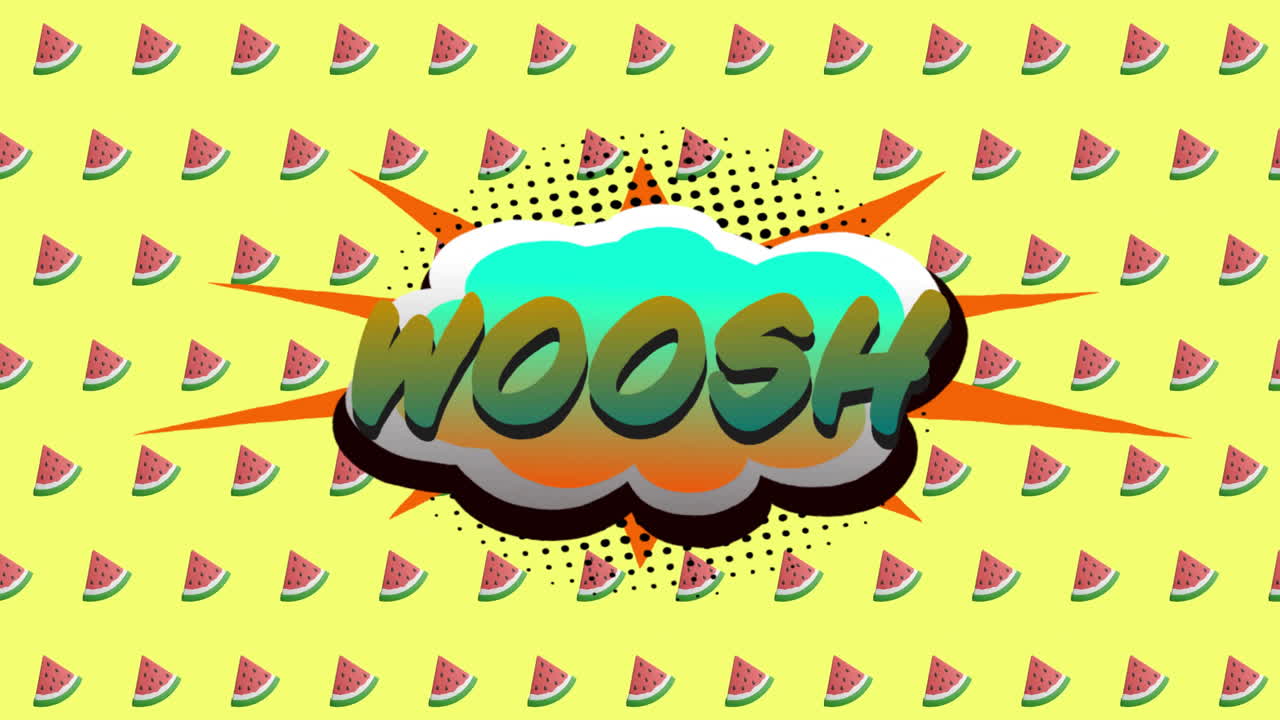 animation of woosh text over retro vibrant pattern background | freepik