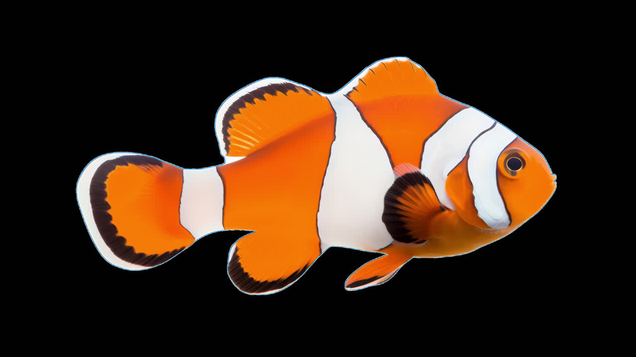 Vibrant clownfish animation isolated asset, transparent 4K video, alpha ...