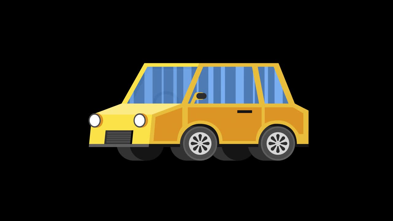 Cartoon yellow car animation. Looped animation with alpha channel ...