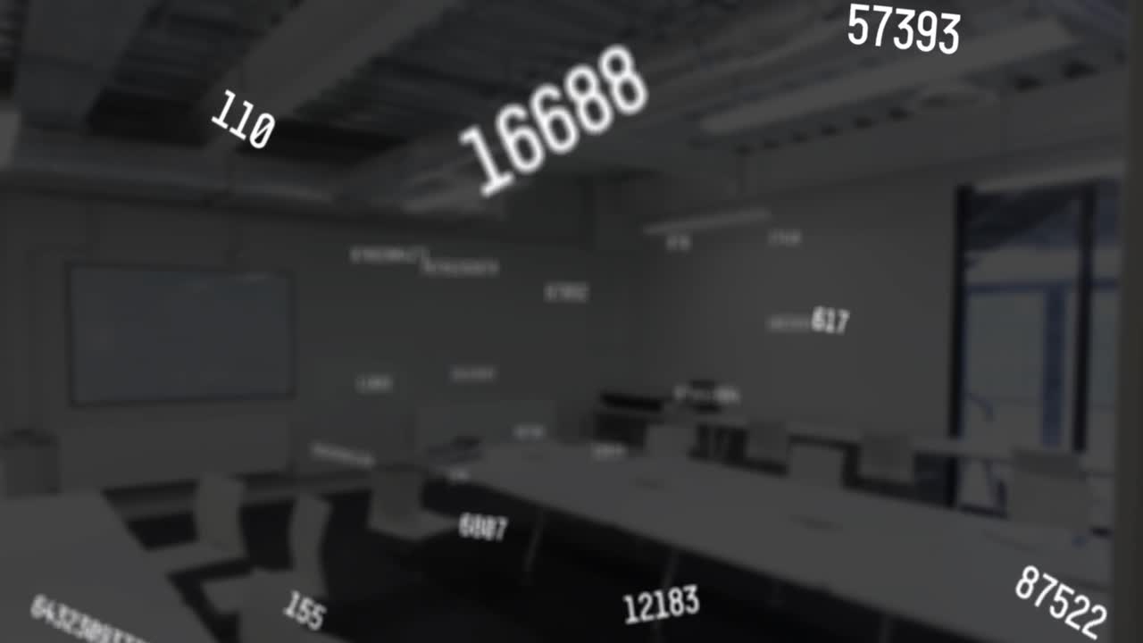 Premium stock video - Digital composition of multiple changing numbers floating against empty ...
